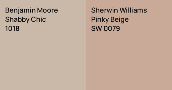Benjamin Moore Shabby Chic vs. Sherwin Williams Pinky Beige comparison