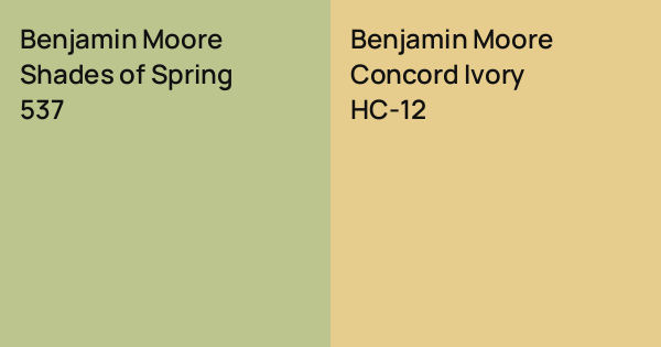 Benjamin Moore Shades of Spring vs. Benjamin Moore Concord Ivory comparison