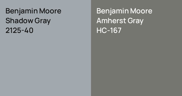 Benjamin Moore Shadow Gray vs. Benjamin Moore Amherst Gray comparison