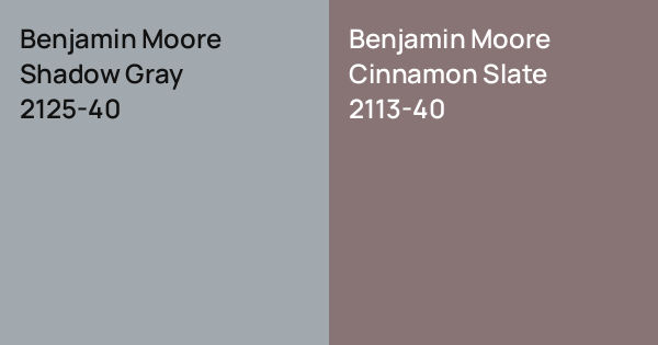 Benjamin Moore Shadow Gray vs. Benjamin Moore Cinnamon Slate comparison