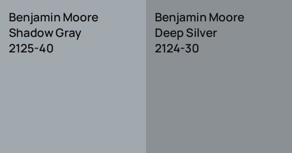 Benjamin Moore Shadow Gray vs. Benjamin Moore Deep Silver comparison