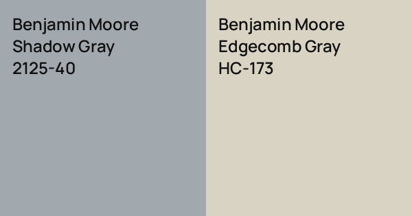 Benjamin Moore Shadow Gray vs. Benjamin Moore Edgecomb Gray comparison