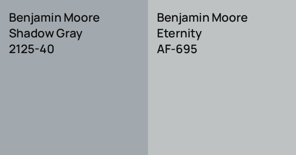 Benjamin Moore Shadow Gray vs. Benjamin Moore Eternity comparison