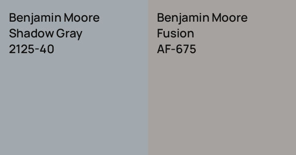 Benjamin Moore Shadow Gray vs. Benjamin Moore Fusion comparison