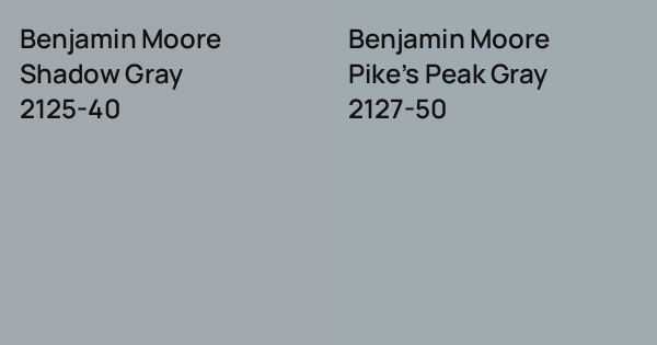 Benjamin Moore Shadow Gray vs. Benjamin Moore Pike's Peak Gray comparison
