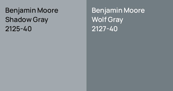 Benjamin Moore Shadow Gray vs. Benjamin Moore Wolf Gray comparison