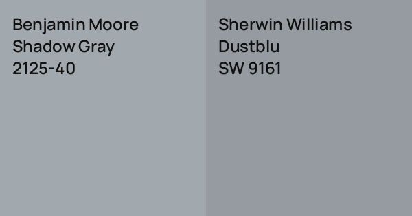Benjamin Moore Shadow Gray vs. Sherwin Williams Dustblu comparison