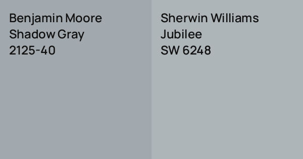 Benjamin Moore Shadow Gray vs. Sherwin Williams Jubilee comparison