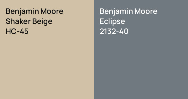 Benjamin Moore Shaker Beige vs. Benjamin Moore Eclipse comparison