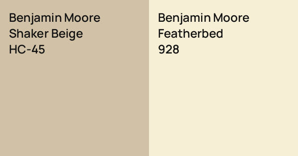 Benjamin Moore Shaker Beige vs. Benjamin Moore Featherbed comparison