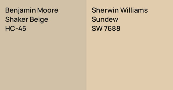 Benjamin Moore Shaker Beige vs. Sherwin Williams Sundew comparison