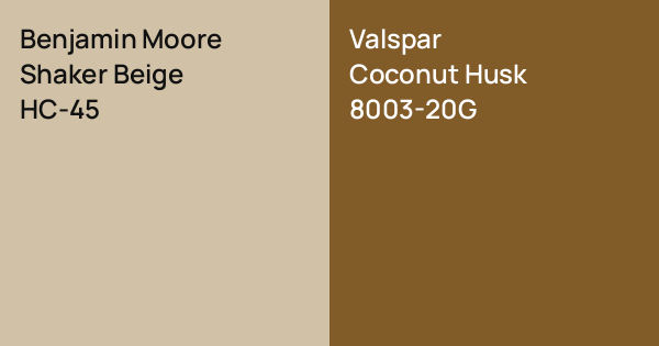 Benjamin Moore Shaker Beige vs. Valspar Coconut Husk comparison