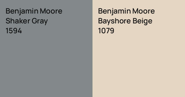 Benjamin Moore Shaker Gray vs. Benjamin Moore Bayshore Beige comparison