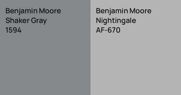 Benjamin Moore Shaker Gray vs. Benjamin Moore Nightingale comparison