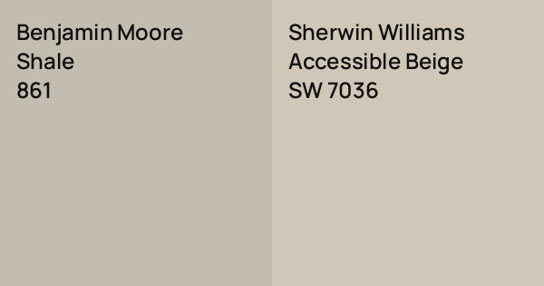 Benjamin Moore Shale vs. Sherwin Williams Accessible Beige comparison