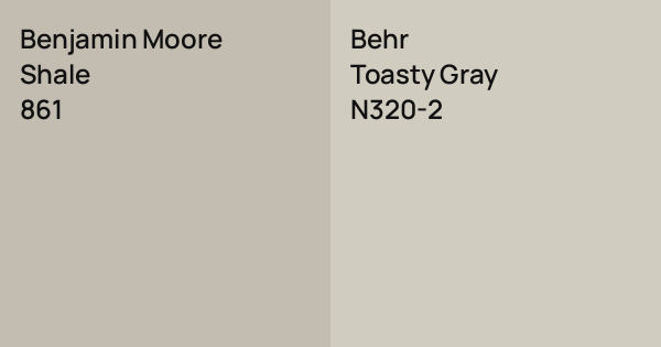 Benjamin Moore Shale vs. Behr Toasty Gray comparison