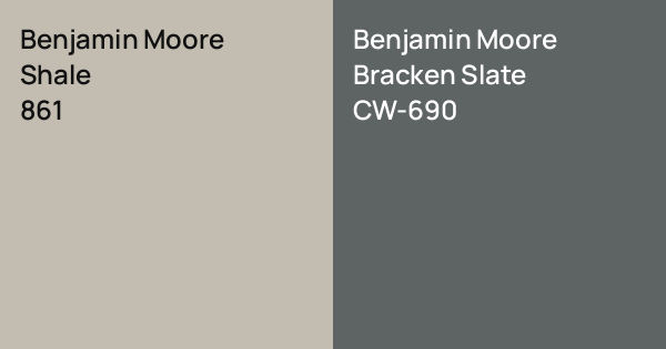 Benjamin Moore Shale vs. Benjamin Moore Bracken Slate comparison