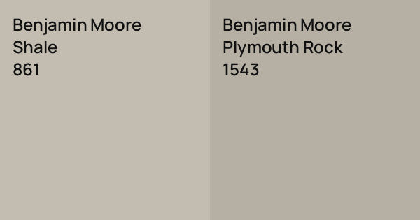 Benjamin Moore Shale vs. Benjamin Moore Plymouth Rock comparison