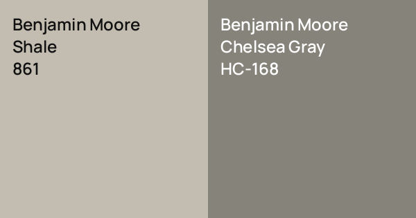 Benjamin Moore Shale vs. Benjamin Moore Chelsea Gray comparison