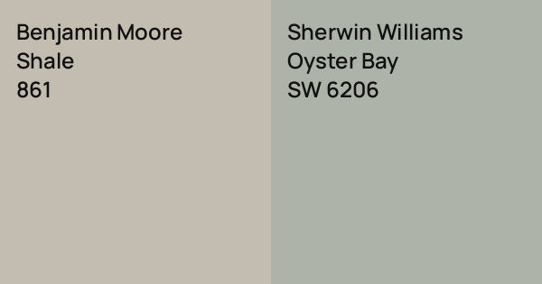 Benjamin Moore Shale vs. Sherwin Williams Oyster Bay comparison