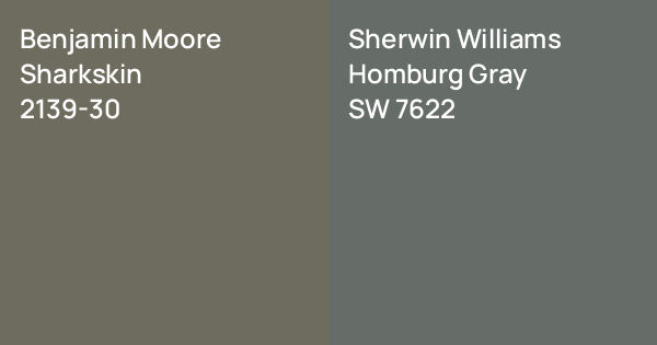 Benjamin Moore Sharkskin vs. Sherwin Williams Homburg Gray comparison