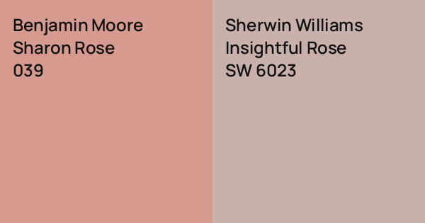Benjamin Moore Sharon Rose vs. Sherwin Williams Insightful Rose comparison
