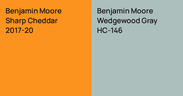 Benjamin Moore Sharp Cheddar vs. Benjamin Moore Wedgewood Gray comparison