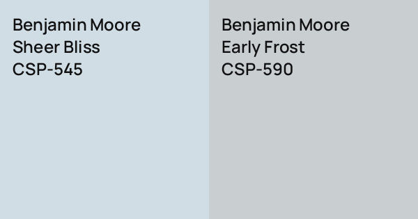 Benjamin Moore Sheer Bliss vs. Benjamin Moore Early Frost comparison