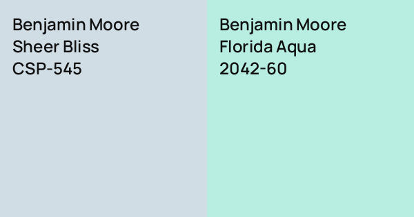 Benjamin Moore Sheer Bliss vs. Benjamin Moore Florida Aqua comparison