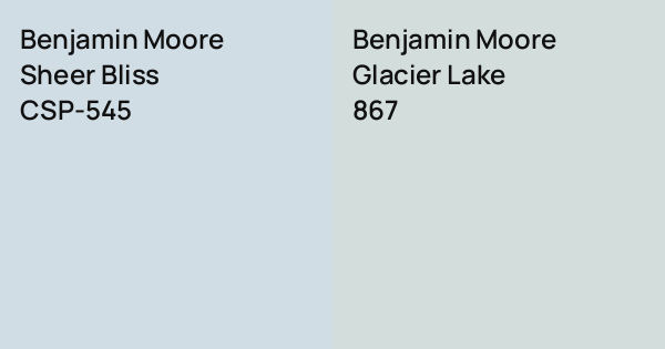 Benjamin Moore Sheer Bliss vs. Benjamin Moore Glacier Lake comparison
