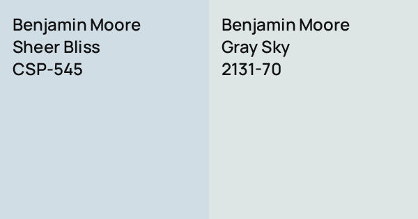 Benjamin Moore Sheer Bliss vs. Benjamin Moore Gray Sky comparison