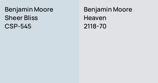 Benjamin Moore Sheer Bliss vs. Benjamin Moore Heaven comparison