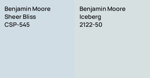 Benjamin Moore Sheer Bliss vs. Benjamin Moore Iceberg comparison