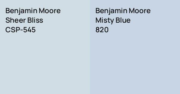 Benjamin Moore Sheer Bliss vs. Benjamin Moore Misty Blue comparison