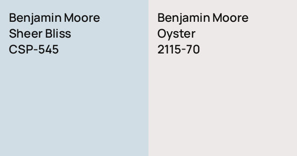 Benjamin Moore Sheer Bliss vs. Benjamin Moore Oyster comparison