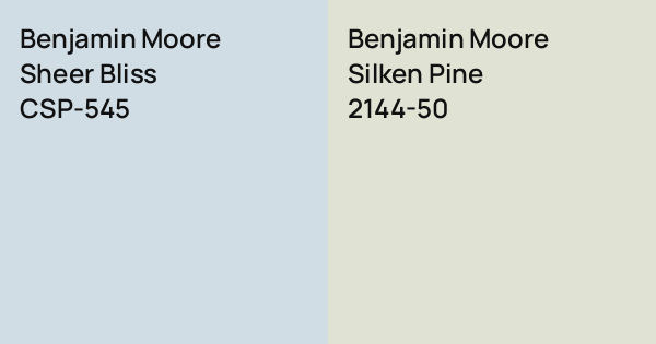 Benjamin Moore Sheer Bliss vs. Benjamin Moore Silken Pine comparison