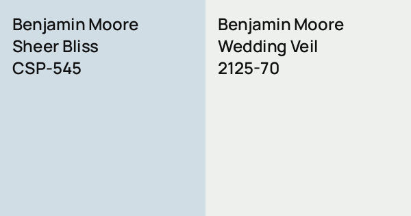 Benjamin Moore Sheer Bliss vs. Benjamin Moore Wedding Veil comparison