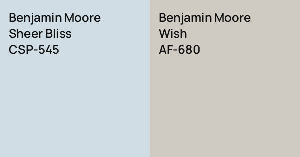 Benjamin Moore Sheer Bliss vs. Benjamin Moore Wish comparison