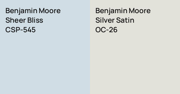 Benjamin Moore Sheer Bliss vs. Benjamin Moore Silver Satin comparison