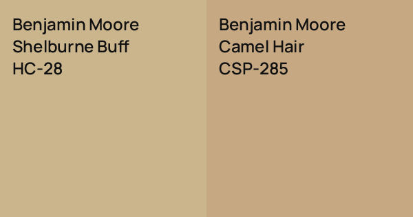 Benjamin Moore Shelburne Buff vs. Benjamin Moore Camel Hair comparison