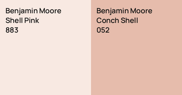 Benjamin Moore Shell Pink vs. Benjamin Moore Conch Shell comparison