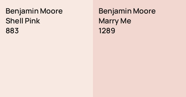 Benjamin Moore Shell Pink vs. Benjamin Moore Marry Me comparison