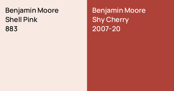 Benjamin Moore Shell Pink vs. Benjamin Moore Shy Cherry comparison