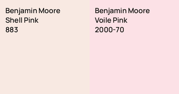 Benjamin Moore Shell Pink vs. Benjamin Moore Voile Pink comparison