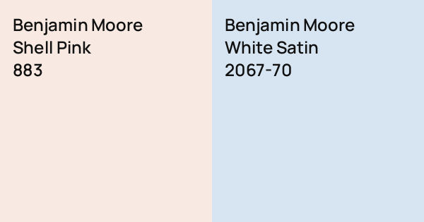 Benjamin Moore Shell Pink vs. Benjamin Moore White Satin comparison
