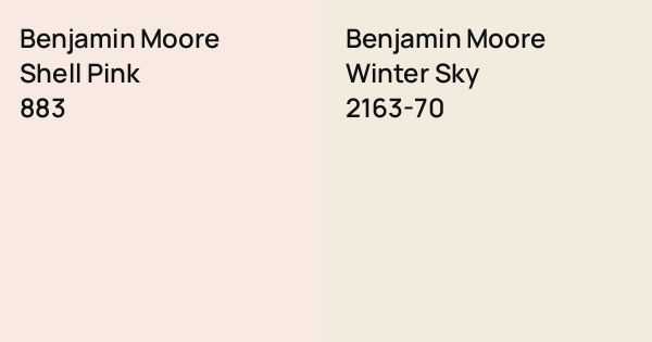 Benjamin Moore Shell Pink vs. Benjamin Moore Winter Sky comparison