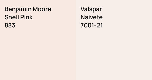 Benjamin Moore Shell Pink vs. Valspar Naivete comparison