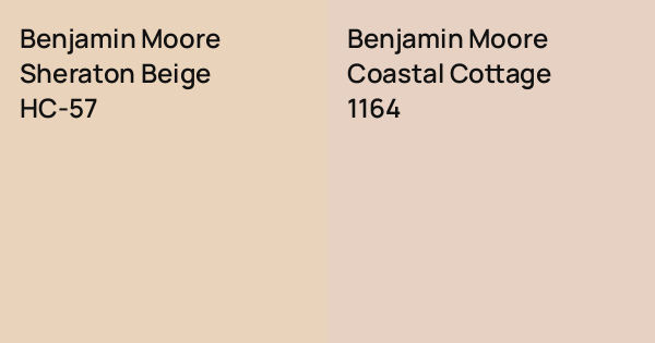 Benjamin Moore Sheraton Beige vs. Benjamin Moore Coastal Cottage comparison