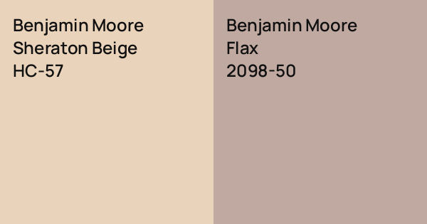 Benjamin Moore Sheraton Beige vs. Benjamin Moore Flax comparison