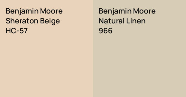 Benjamin Moore Sheraton Beige vs. Benjamin Moore Natural Linen comparison